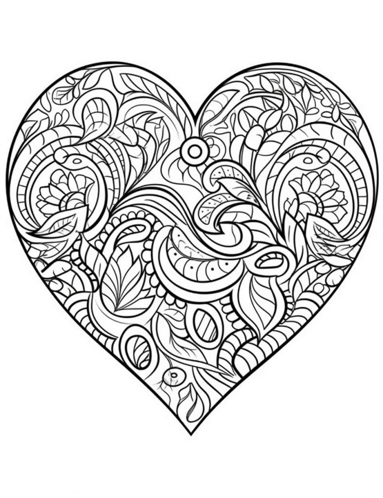 Heart Shape Color Pages (Free & Printable) | Kokoprint.com