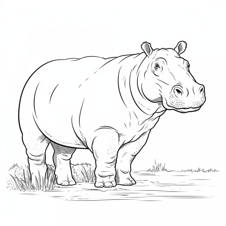 Hippo Color Sheets (Free & Printable)