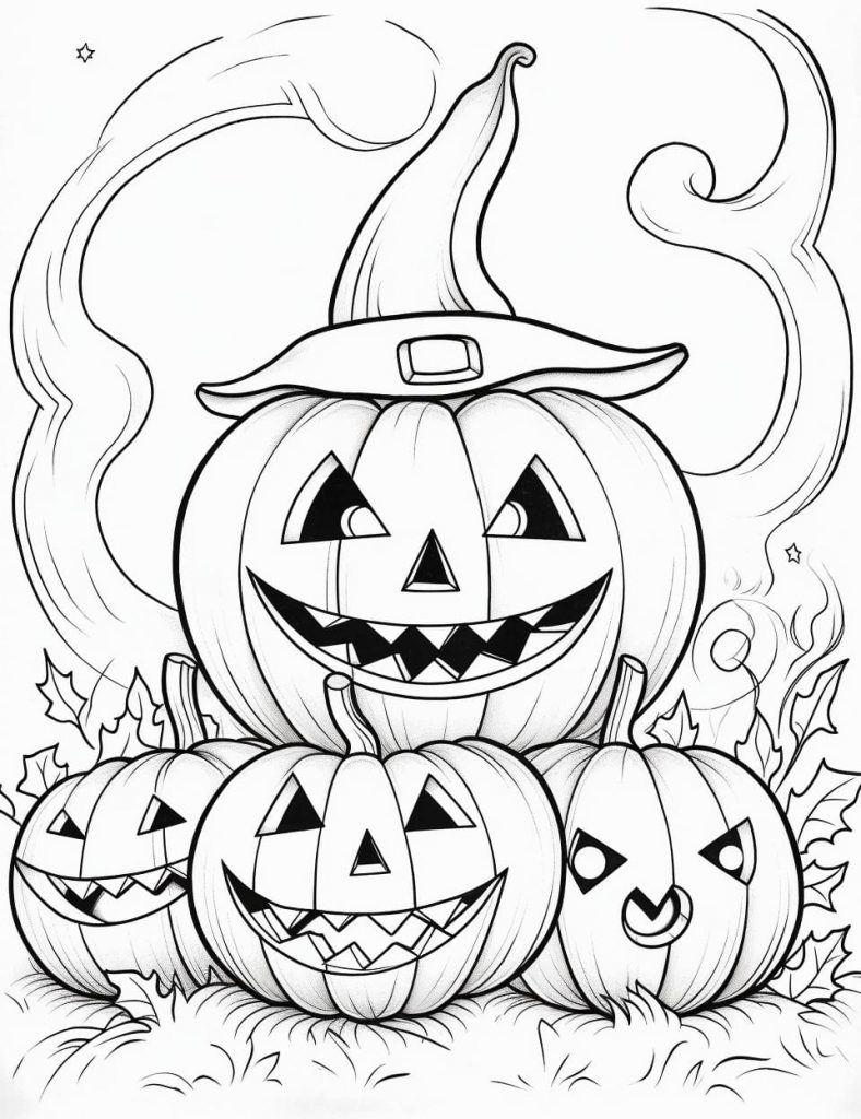 Jack O' Lantern Color Sheets (Free & Printable)