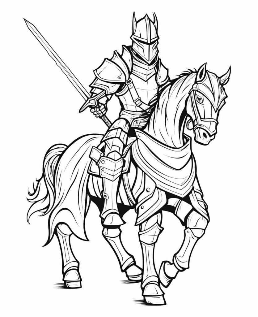 Knight Color Sheets (Free & Printable)
