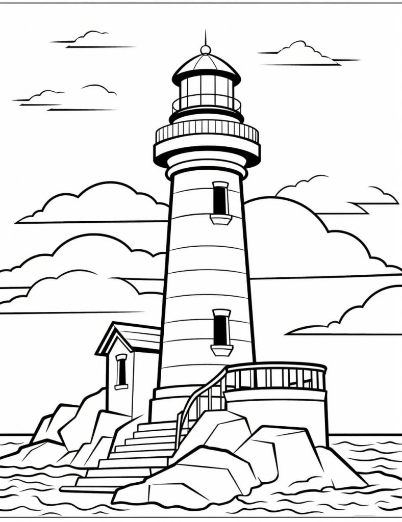 Lighthouse Coloring Sheet (Free to print) | Kokoprint.com