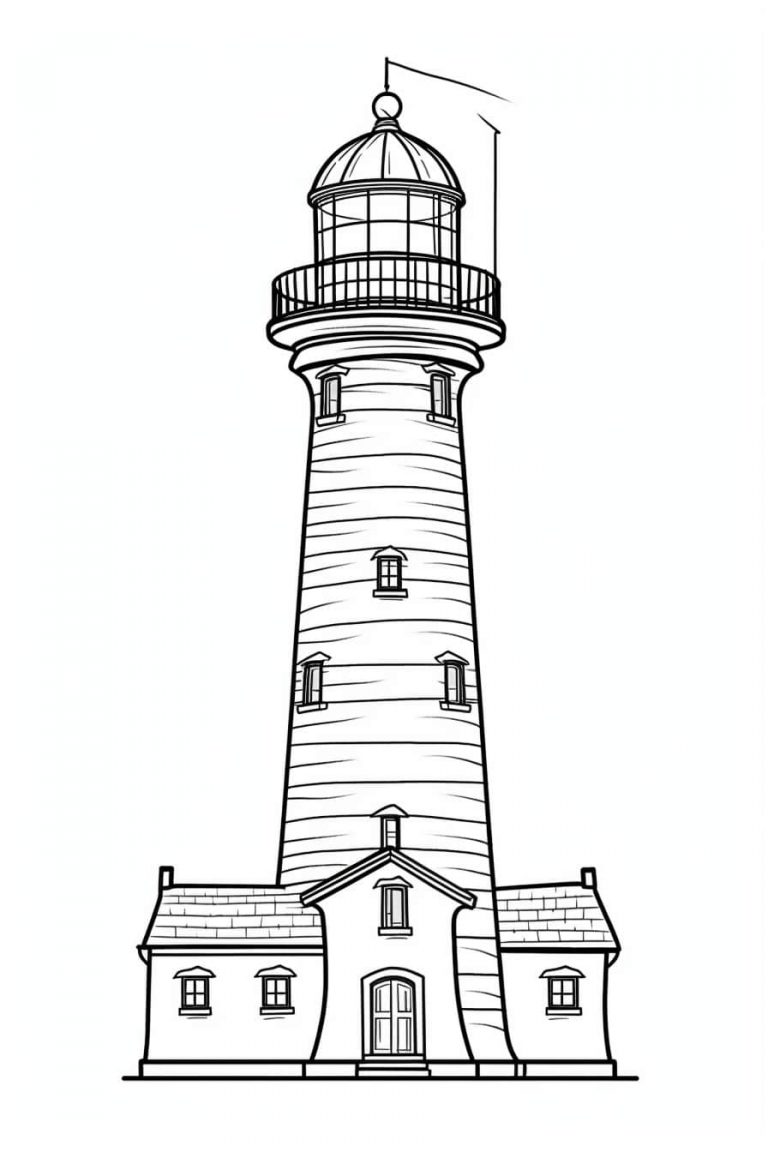 Lighthouse Coloring Sheet (Free to print) | Kokoprint.com