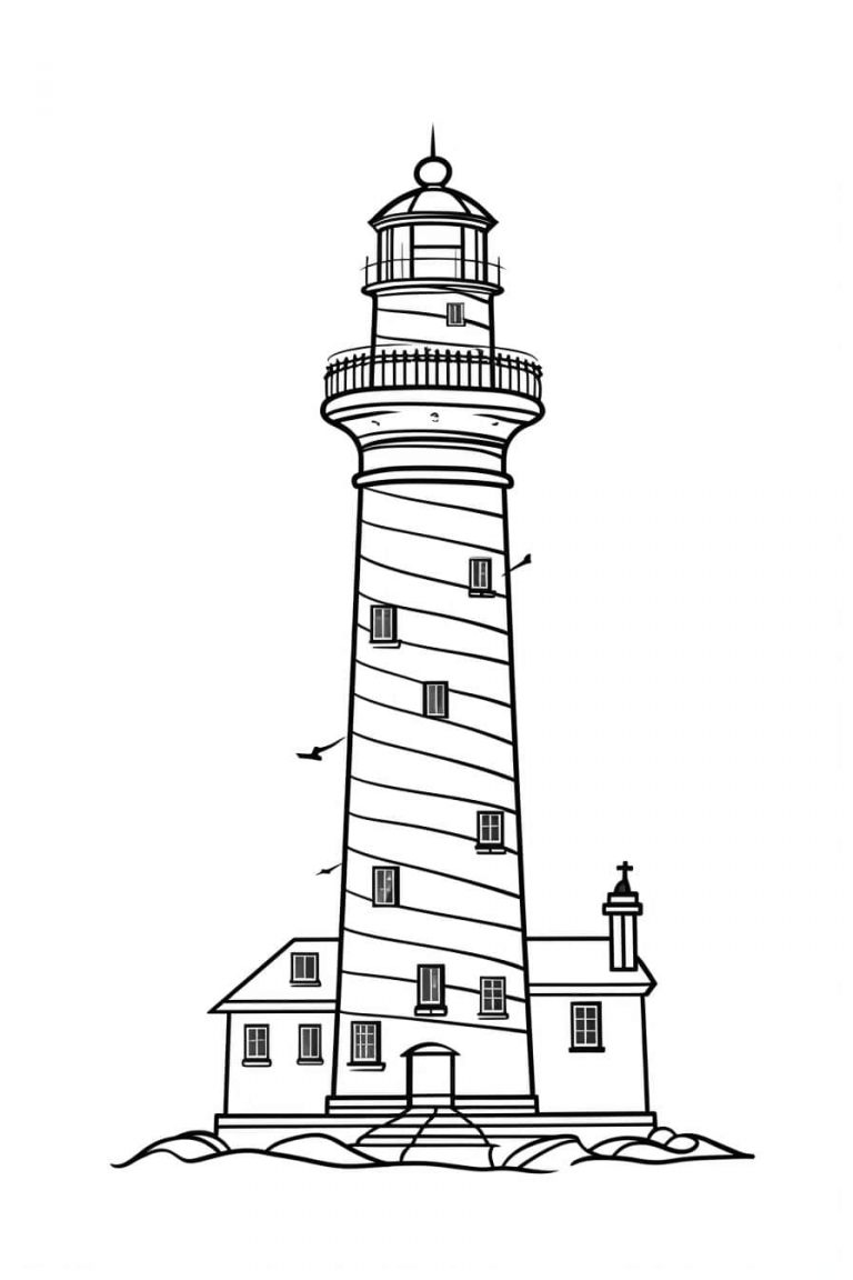 Lighthouse Coloring Sheet (Free to print) | Kokoprint.com