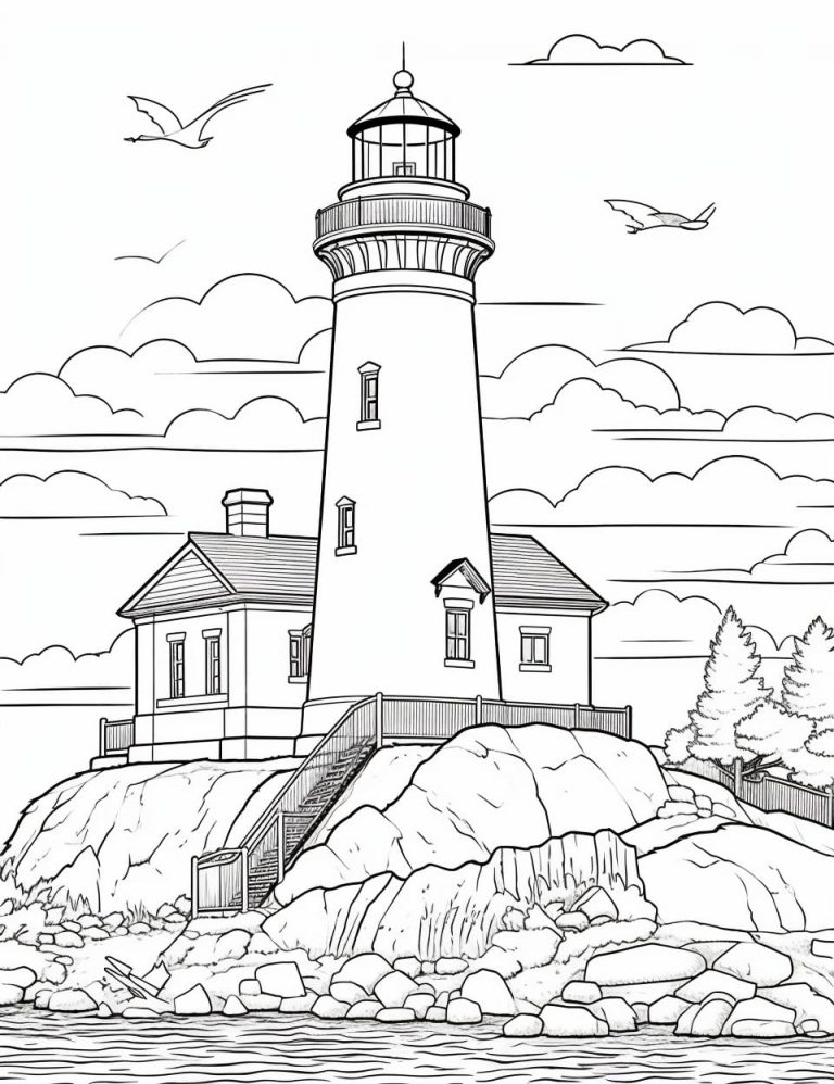 Lighthouse Coloring Sheet (Free to print) | Kokoprint.com
