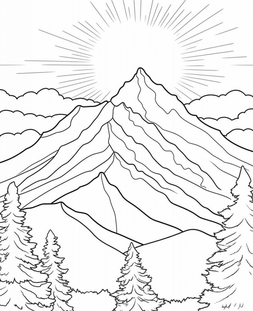 Mountains Color Sheets (Free + Printable) | Kokoprint.com