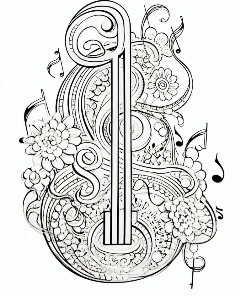 Music Note Colouring Sheet (Free and printable)
