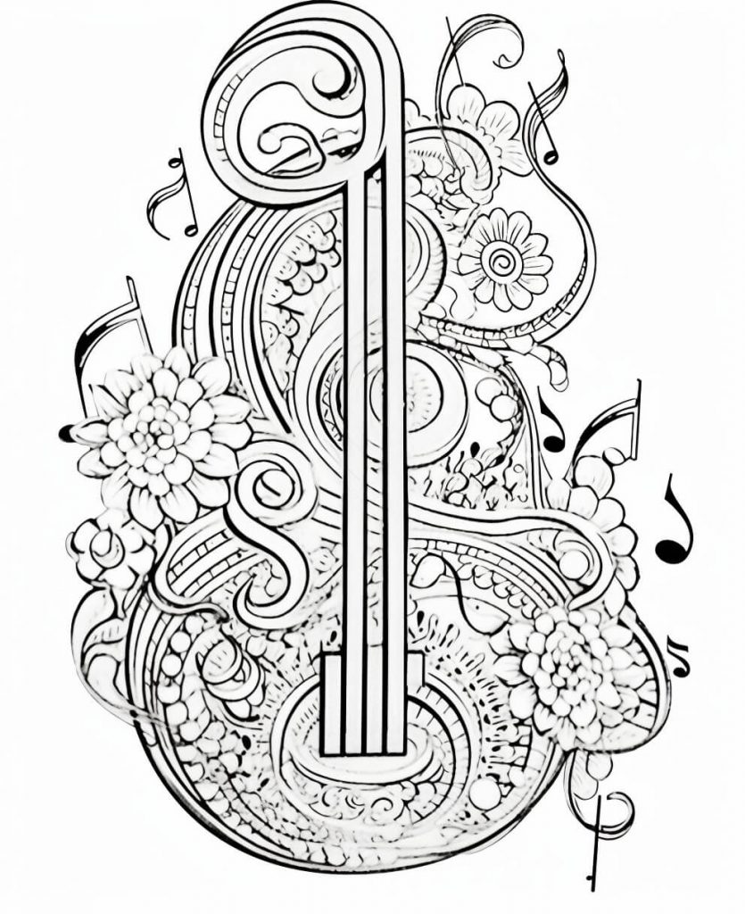 Music Note Colouring Sheet (Free and printable)