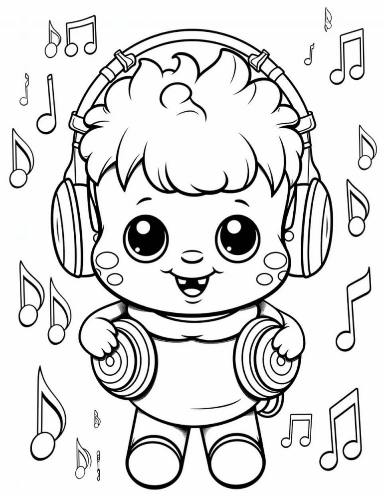 Music Note Colouring Sheet (Free and printable)