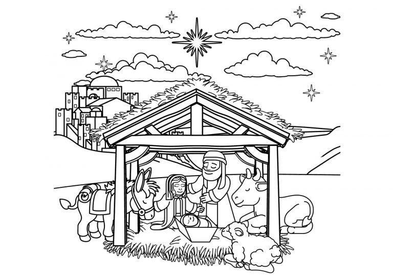 Nativity Scene Coloring Sheets (Free to print)