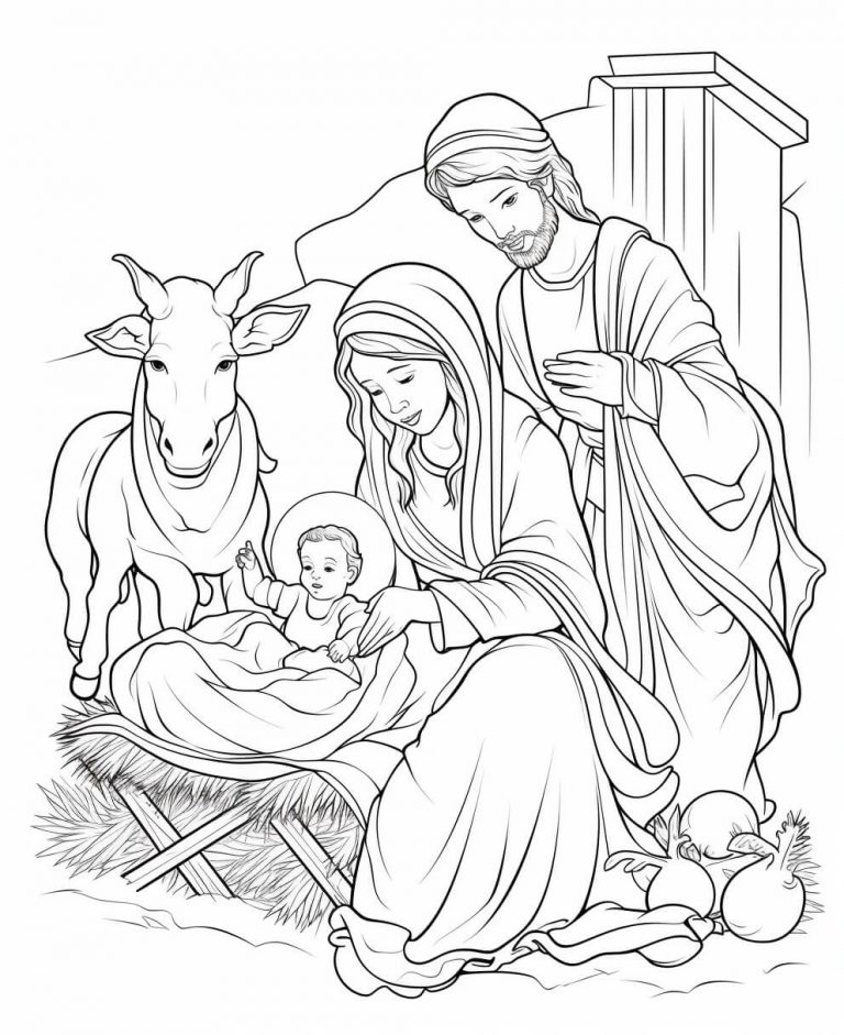 Nativity Scene Coloring Sheets (Free to print)