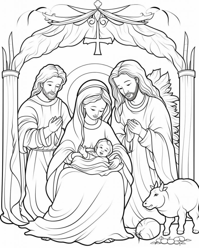 Nativity Scene Coloring Sheets (Free to print)