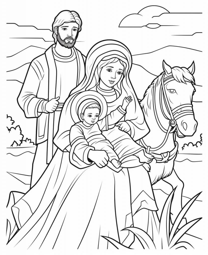 Nativity Scene Coloring Sheets (Free to print)