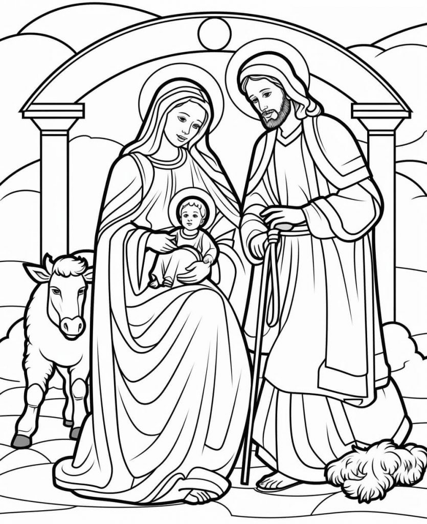 Nativity Scene Coloring Sheets (Free to print)