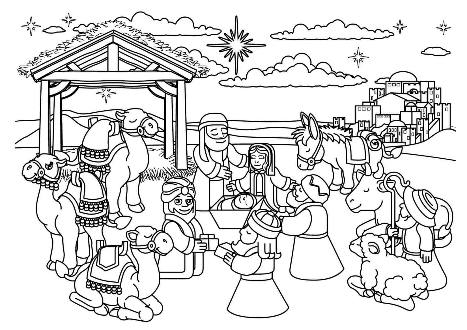 Nativity Scene Coloring Sheets (Free to print)