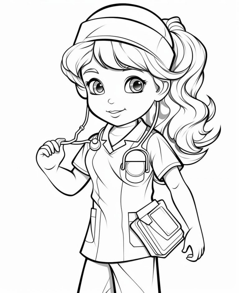 Coloring pictures of Nurses (free to print) | Kokoprint.com