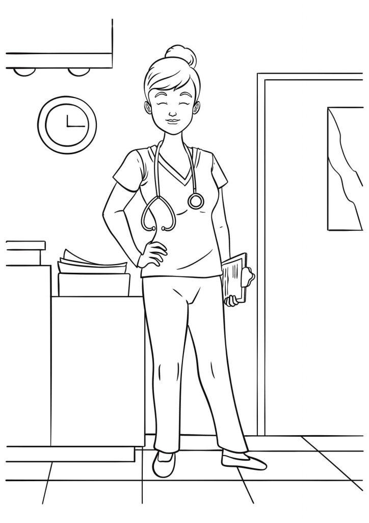 Coloring pictures of Nurses (free to print) | Kokoprint.com