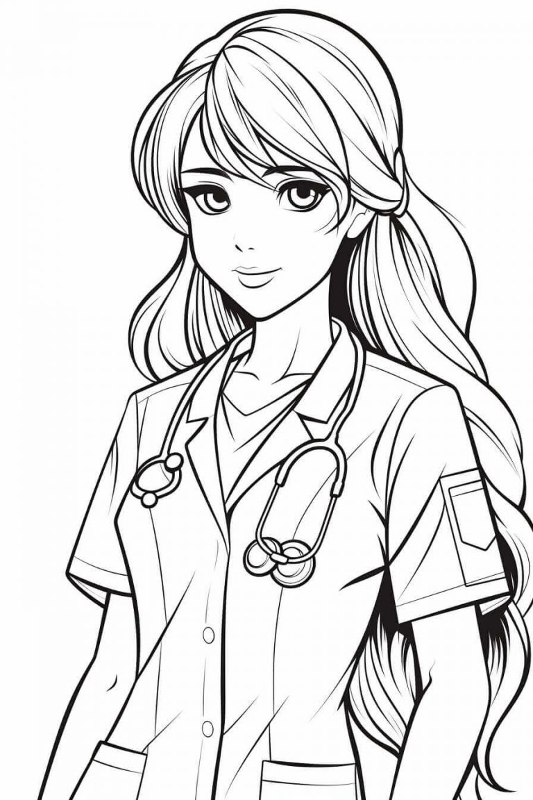 Coloring pictures of Nurses (free to print) | Kokoprint.com