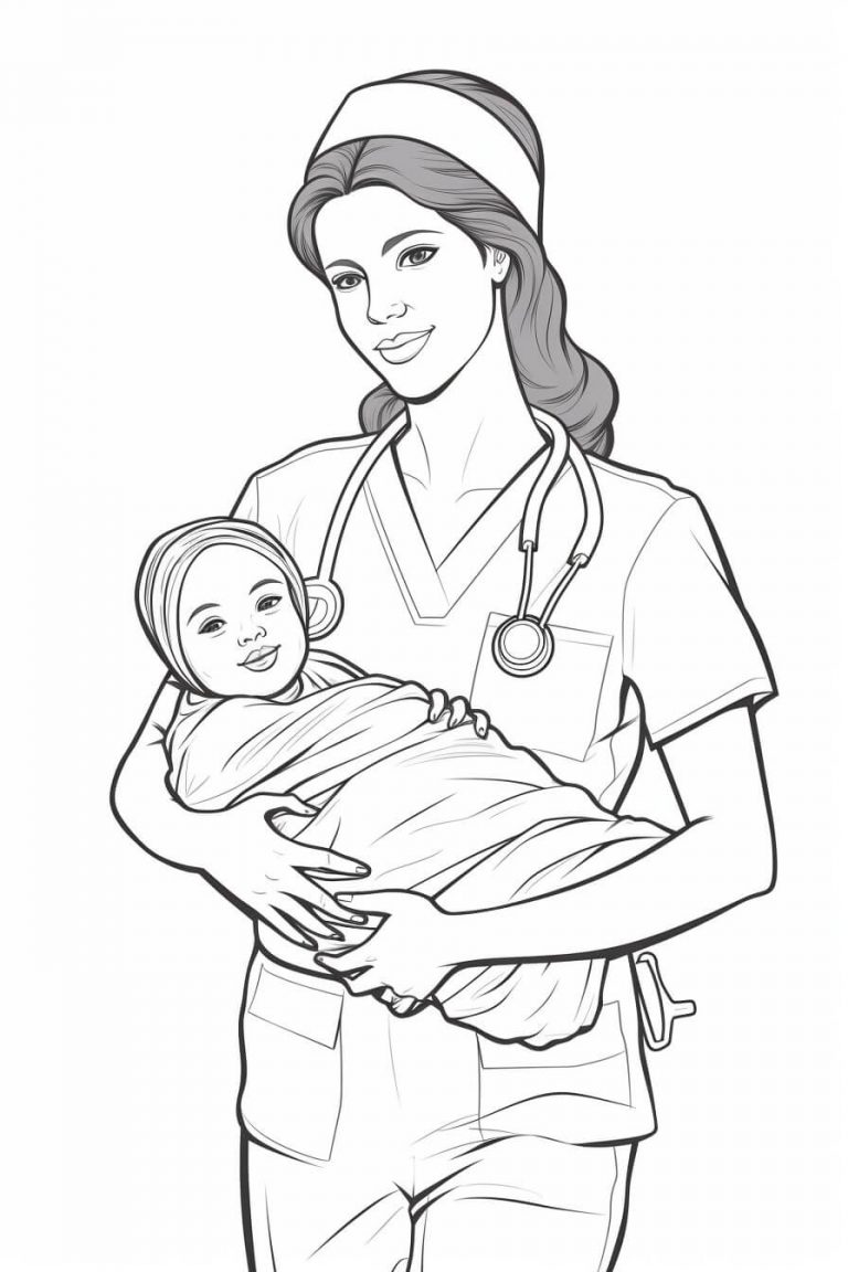 Coloring pictures of Nurses (free to print) | Kokoprint.com