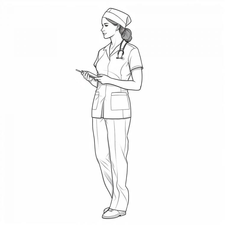 Coloring pictures of Nurses (free to print) | Kokoprint.com