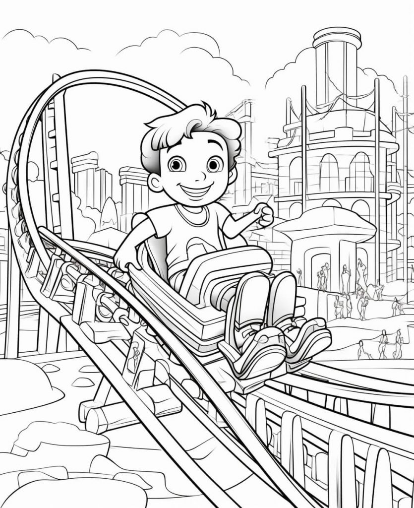 Roller Coaster Coloring Sheets (Free & Printable) | Kokoprint.com