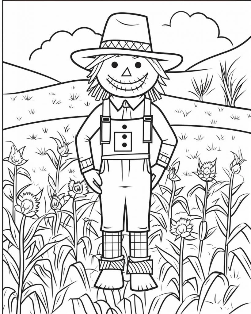 Scarecrow color sheets (free to print)