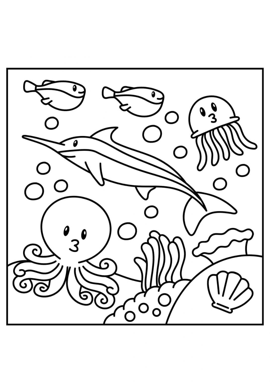 Sea animal Color Sheets (Free + Printable)