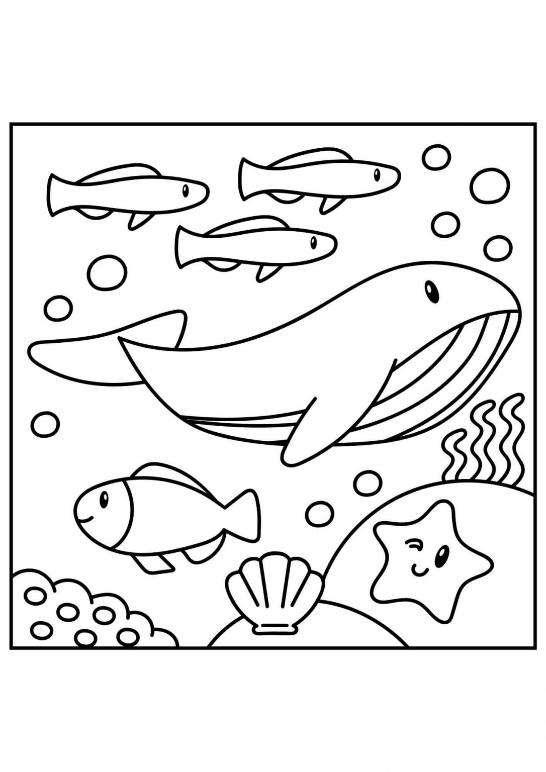 Sea creatures Color Sheets (Free + Printable) | Kokoprint.com