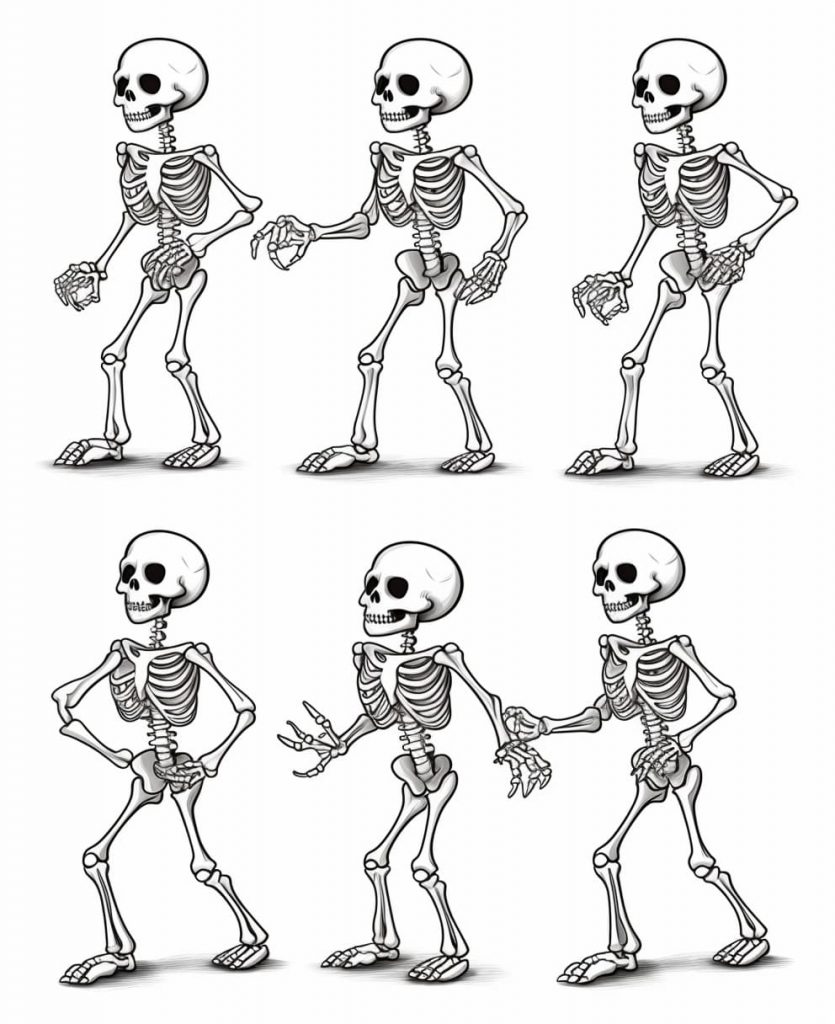 Scary Skeleton Color Sheets for Halloween (Free to print)