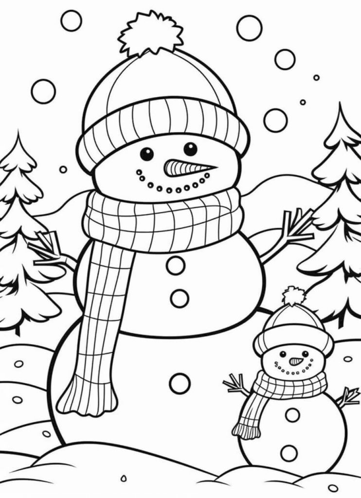 Coloring sheets of Snowman (free + printable)