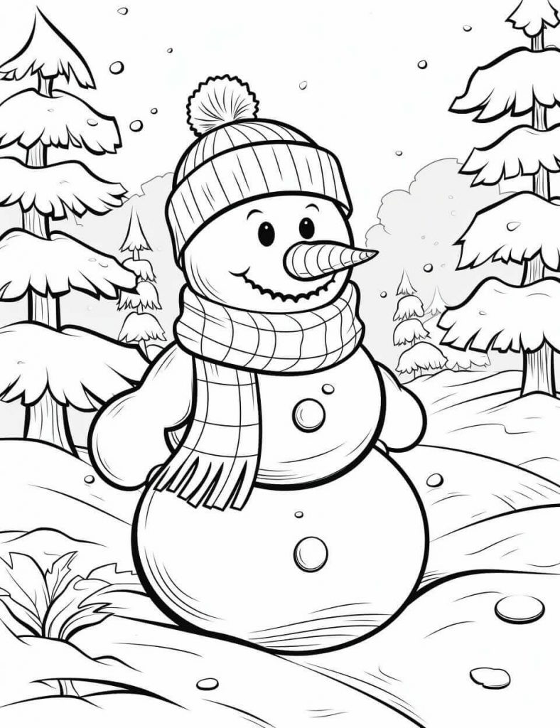 Coloring sheets of Snowman (free + printable)