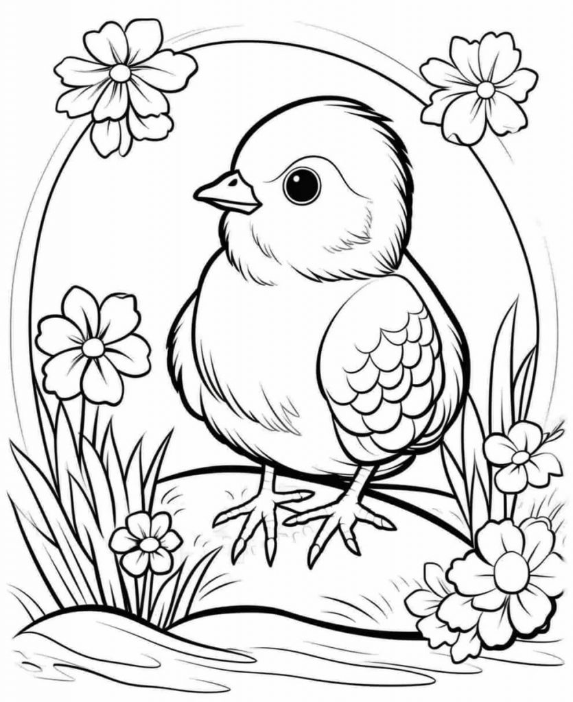 Springtime pictures to color (free & printable) | Kokoprint.com