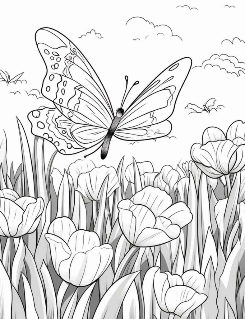 Springtime pictures to color (free & printable) | Kokoprint.com