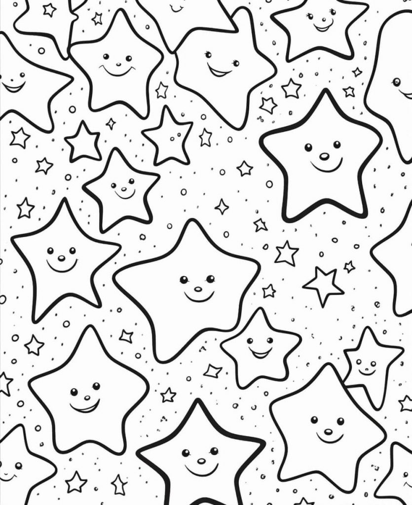 Stars Color Sheets (Free + Printable) | Kokoprint.com