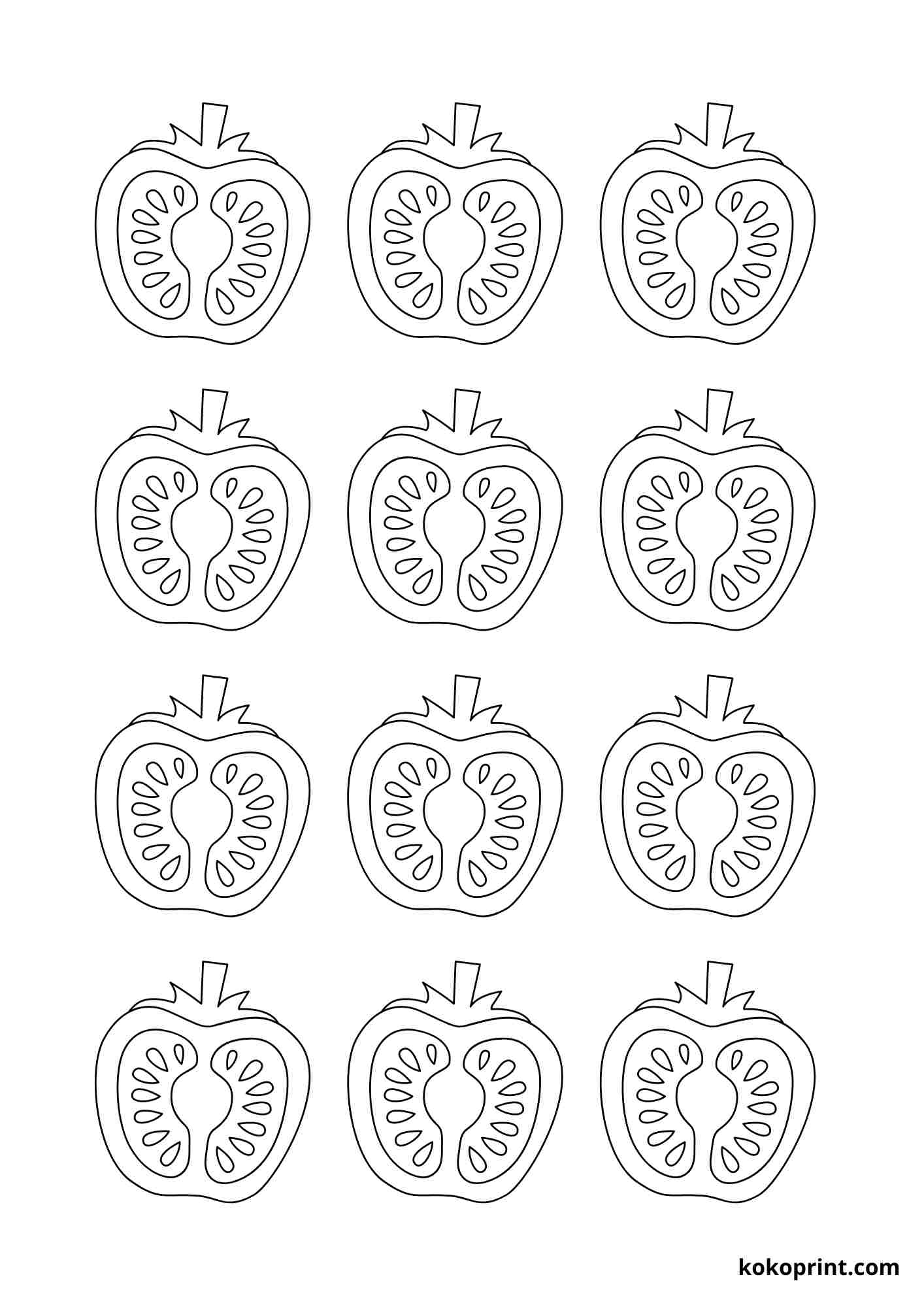 Tomato coloring sheets (free & printable) | Kokoprint.com