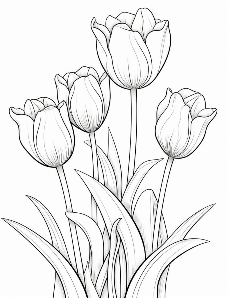 Tulip Coloring Sheets (Free & Printable)