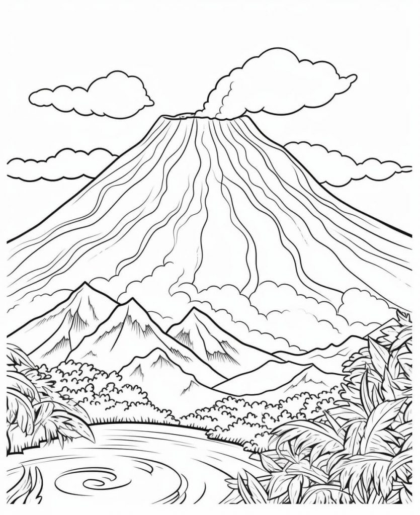 Volcano Color Sheets (Free + Printable) | Kokoprint.com