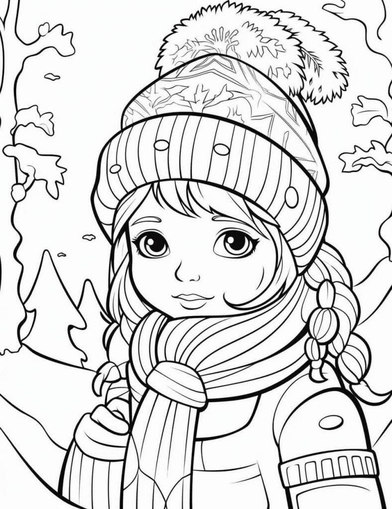 Winter coloring sheets to print for free | Kokoprint.com