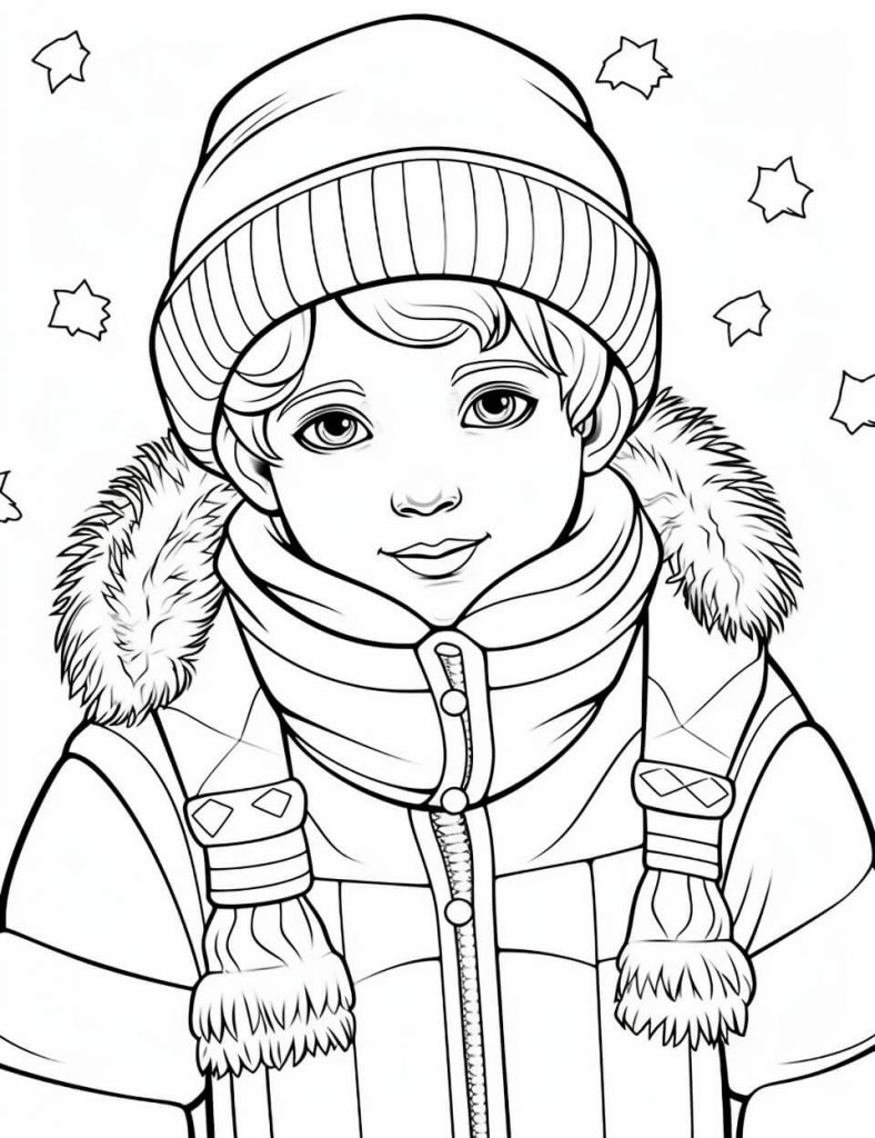 Winter coloring sheets to print for free | Kokoprint.com