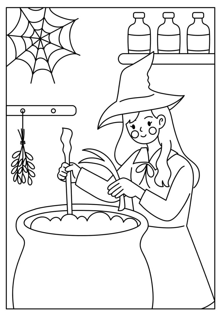 Witch Color Sheets (Free + Printable)