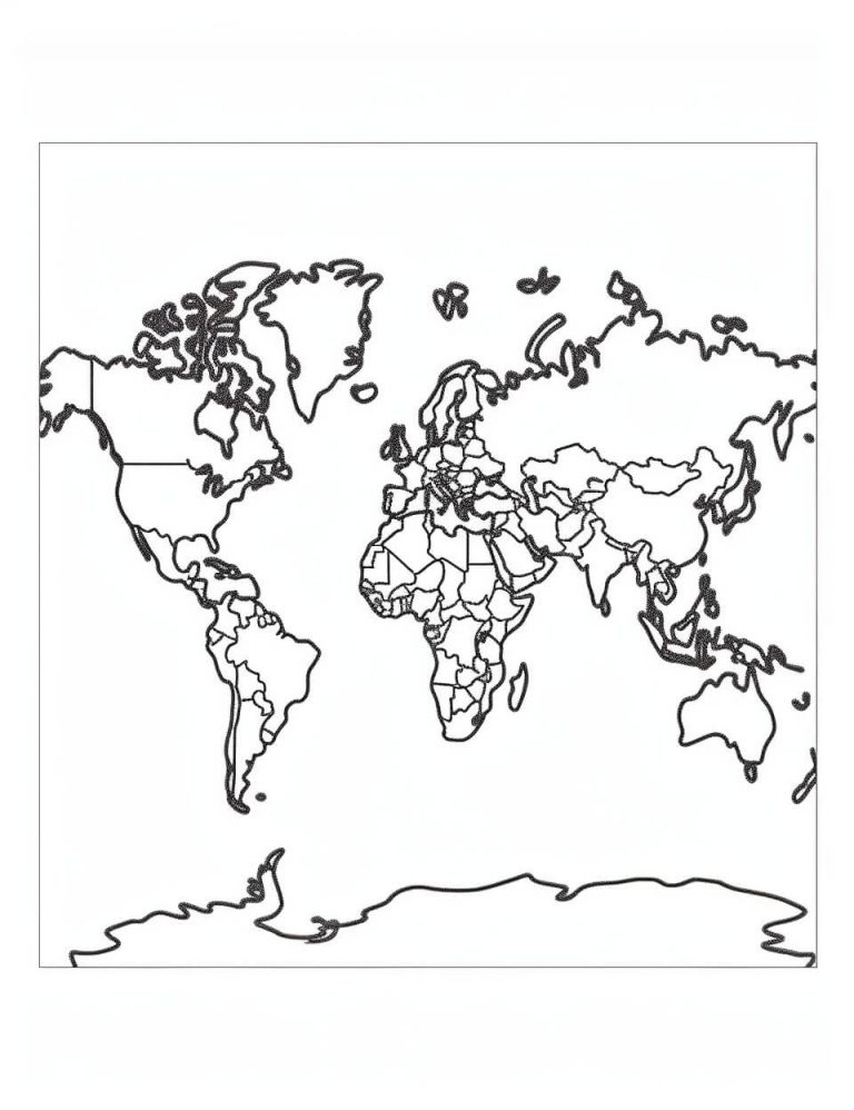 World Map Coloring Sheet (Free & Printable) | Kokoprint.com