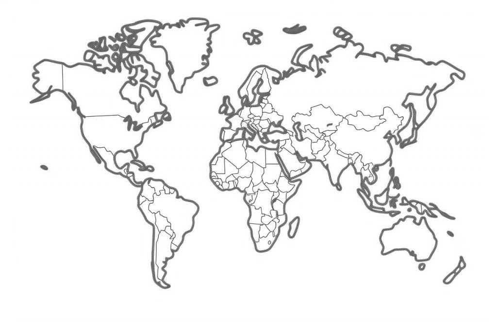 World Map Coloring Sheet (Free & Printable) | Kokoprint.com