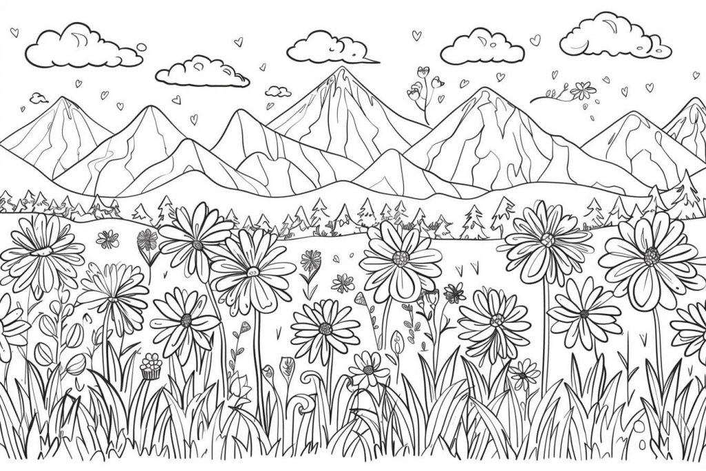 Blumenwiese Ausmalbilder (100% Kostenlos zum Ausdrucken) - Kokoprint.com