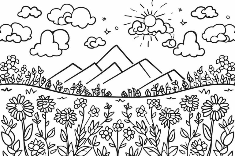 Blumenwiese Ausmalbilder (100% Kostenlos zum Ausdrucken) - Kokoprint.com