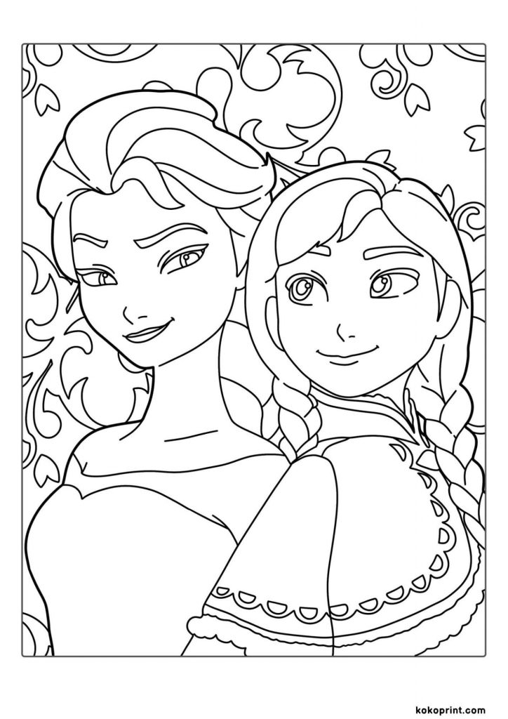 Anna und Elsa Ausmalbild | Kokoprint.com - Kokoprint.com