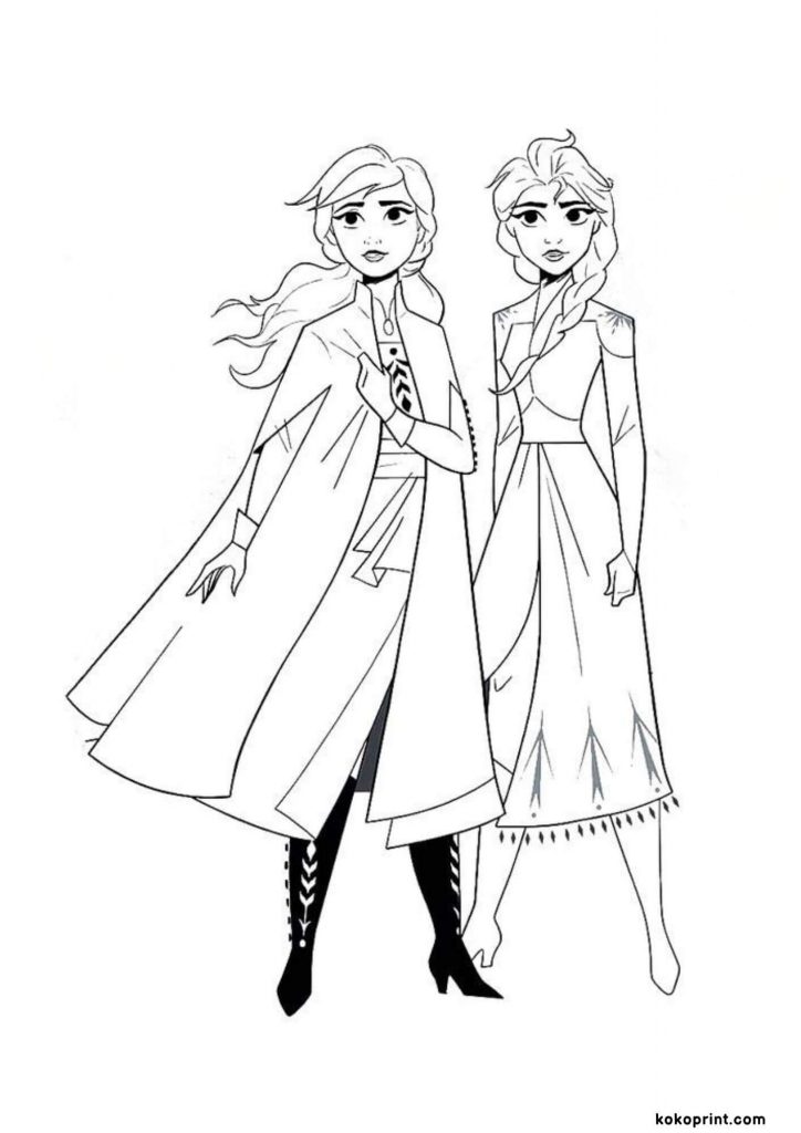 Anna und Elsa Ausmalbild | Kokoprint.com - Kokoprint.com