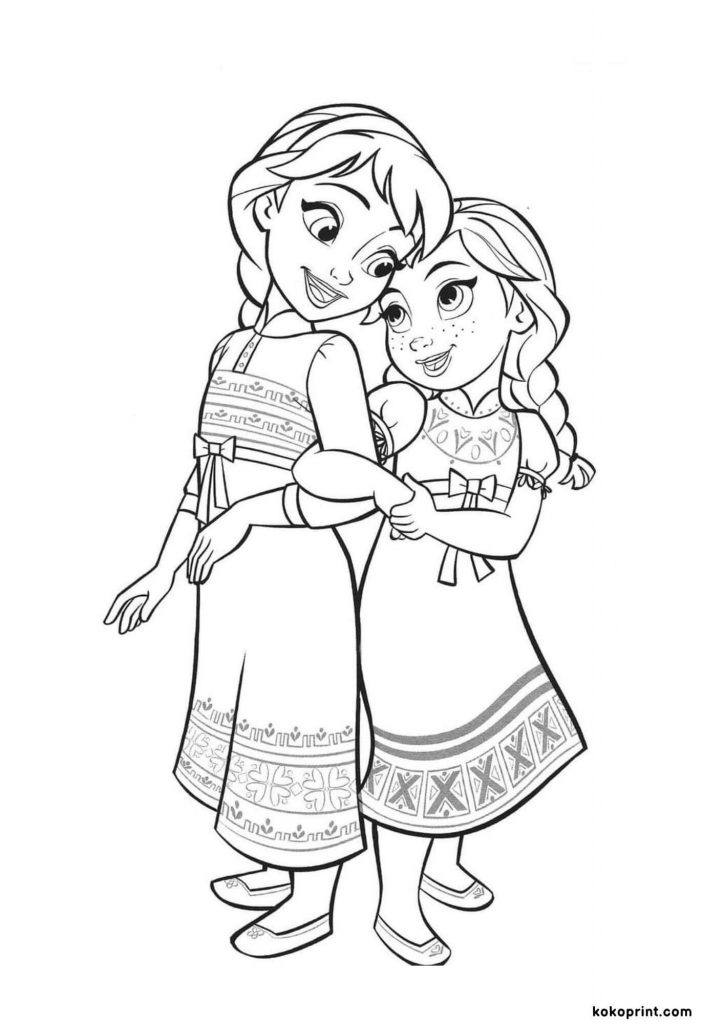 Anna und Elsa Ausmalbild | Kokoprint.com - Kokoprint.com