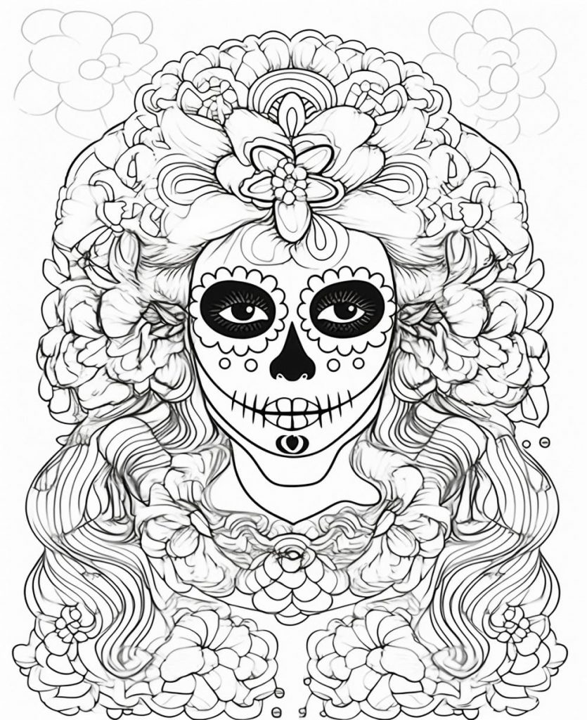 Día de los muertos Color Sheet (Free + Printable)