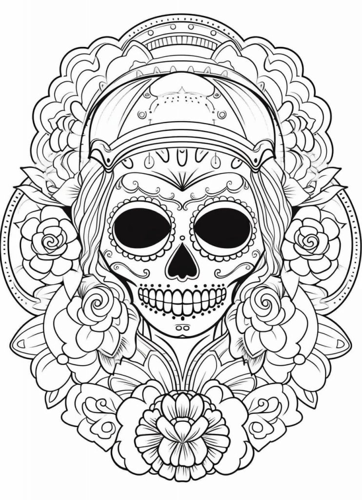Día de los muertos Color Sheet (Free + Printable)