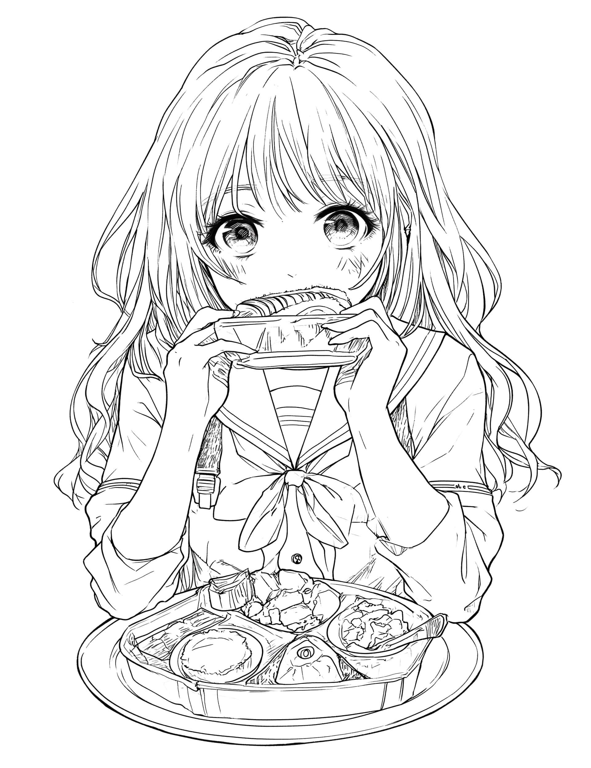 Manga coloring pages (printable & free) - Kokoprint.com