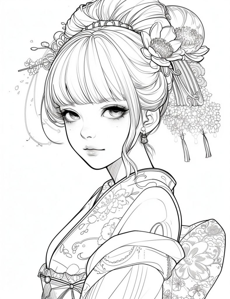 Manga coloring pages (printable & free) - Kokoprint.com